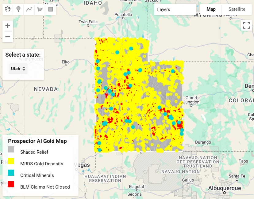 AI Gold Maps of Utah by Aurum Meum AI - AI Gold Maps